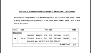 DHA Lahore Phase 9 Prism Plot Prices Maps | Update 2025